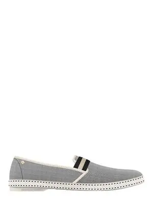 Rivieras Canvas Oxford Loafer With Striped Elastic - Black