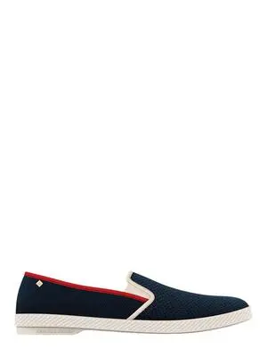 Rivieras Classic Canvas & Mesh Slip-on Loafer - Navy With Red And White Trim