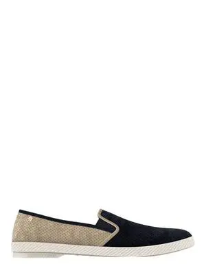 Rivieras Classic Match Suede Slip-on Loafer - Beige & Navy