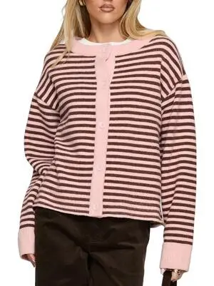 Princess Polly Darnelle Stripe Cardigan - Pink Stripe