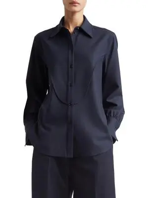 Victoria Beckham Yoke Detail Stretch Button-up Shirt - Midnight