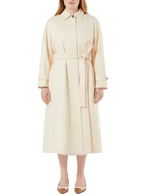 Marina Rinaldi Cotton Gabardine Trench Coat - Ivory