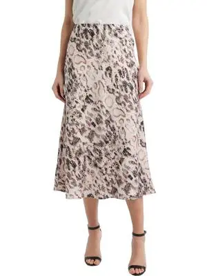 TAHARI ASL Snakeskin Print Satin Maxi Skirt