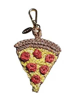 LIKHA Nyc Pizza Raffia Bag Charm - Yellow