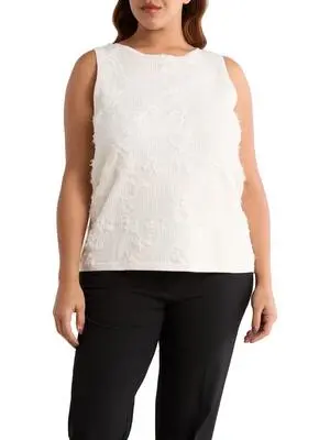 Anne Klein Organza Appliqué Sweater Tank - White Dove