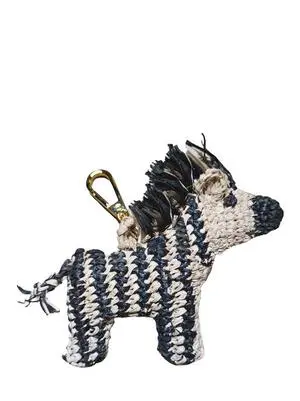 LIKHA Zebra Raffia Bag Charm - Black And White