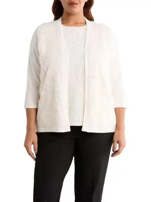 Anne Klein Appliqué Cardigan - White Dove