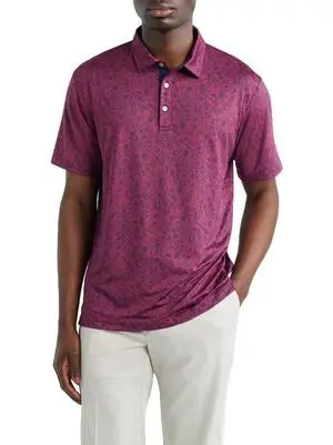 SWANNIES Sunset Floral Performance Golf Polo - Berry