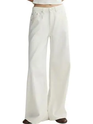 DL1961 Alex Low Rise Baggy Wide Leg Jeans Eggshell Aura
