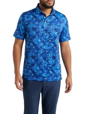 G/fore Icon Camo Stretch Tech Jersey Polo Shirt - Azul