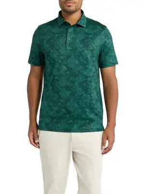 G/fore Icon Camo Stretch Tech Jersey Golf Polo Shirt - Pine