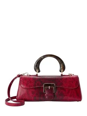 Brahmin Dayan Snakeskin Embossed Leather Satchel - Red Opal Cassatt