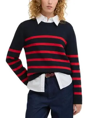 Barbour Fern Stripe Sweater - Navy/poppy Red