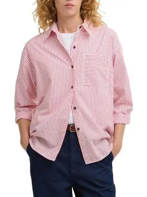 Barbour Polly Stripe Button-up Shirt - Poppy Red Stripe