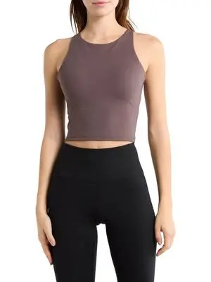 Spanx High Neck Crop Tank - Dark Cacao