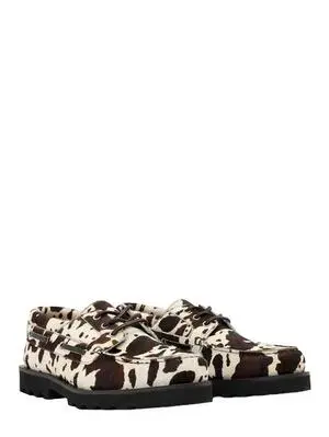 ALLSAINTS Skiff Genuine Calf Hair Boat Shoe - Brown/off White Calf Hair
