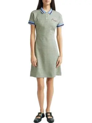 Marni Checked Jacquard A-line Polo Dress - Green/vanilla