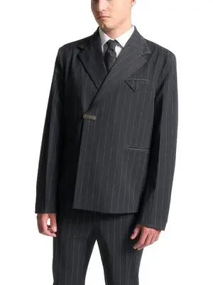 Manière De Voir Gaston Double Breasted Pinstripe Suit Jacket - Grey