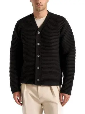 Manière De Voir Anton Ribbed Knit Cardigan - Black