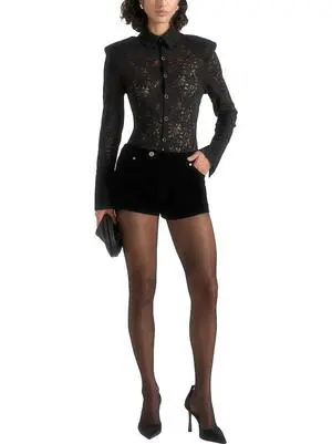 Manière De Voir Samia Velvet Mini Shorts - Black
