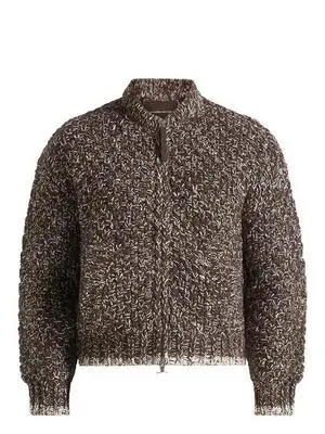 Manière De Voir Speckled Knit Bomber Jacket - Brown