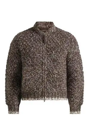 Manière De Voir Speckled Knit Bomber Jacket - Brown