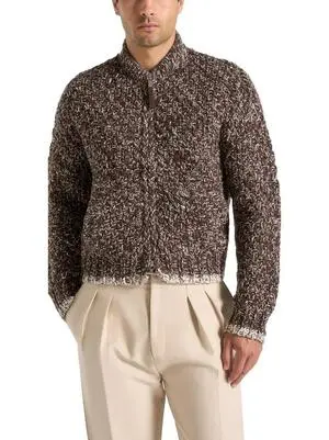 Manière De Voir Speckled Knit Bomber Jacket - Brown