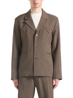 Manière De Voir Bastien Single Breasted Hatched Tailored Suit Jacket - Light Brown