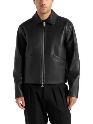Manière De Voir Yves Minimal Vegan Leather Jacket - Black
