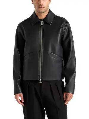 Manière De Voir Yves Minimal Vegan Leather Jacket - Black