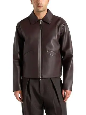 Manière De Voir Yves Minimal Vegan Leather Jacket - Dark Brown
