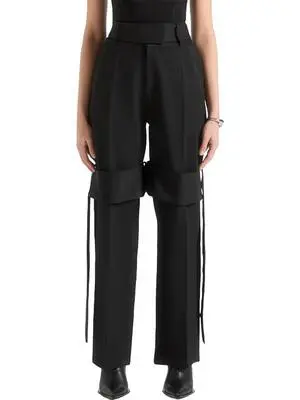 Manière De Voir Belted Strap Detail Trousers - Black
