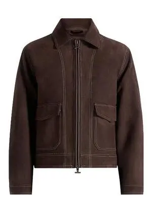 Manière De Voir Suede Jacket With Contrast Stitching - Brown