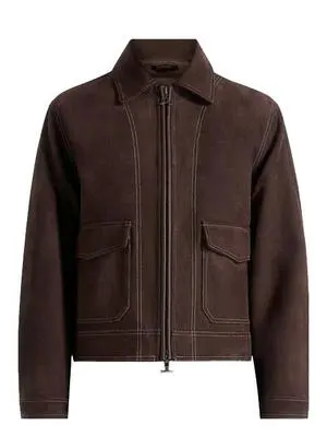 Manière De Voir Suede Jacket With Contrast Stitching - Brown