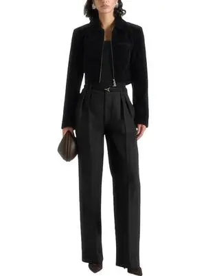 Manière De Voir Adina Velvet Cropped Jacket - Black