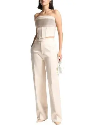 Manière De Voir Satin Tailored Trousers - Champagne