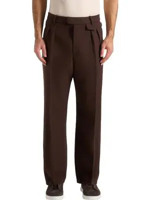 Manière De Voir Pierre Relaxed Fit Pleated Tailored Trousers - Brown