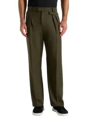 Manière De Voir Pierre Relaxed Fit Pleated Tailored Trousers - Olive