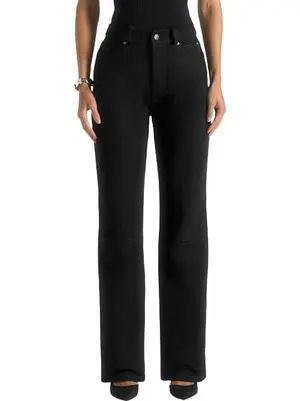 Manière De Voir Kalie Suede Boyfriend Jeans - Black