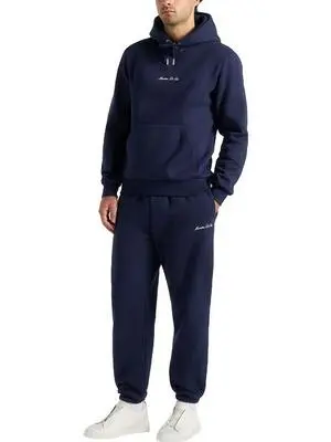 Manière De Voir Signature Regular Fit Cuffed Sweatpants - Navy
