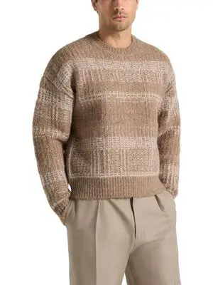 Manière De Voir Ayden Check Wool Knit Jumper - Taupe/beige