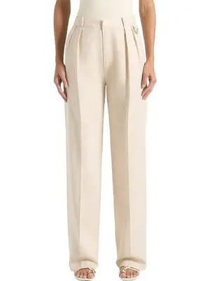 Manière De Voir Linen Pleat Trousers - Natural