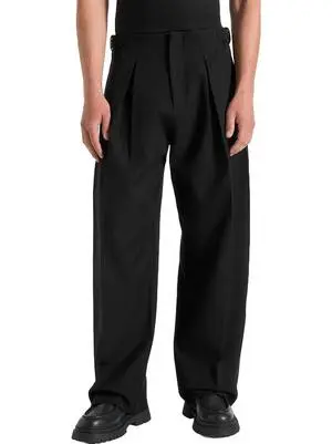 Manière De Voir Box Pleat Wide Leg Trousers - Black