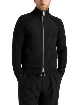 Manière De Voir Rami Suede & Knit Jacket - Black