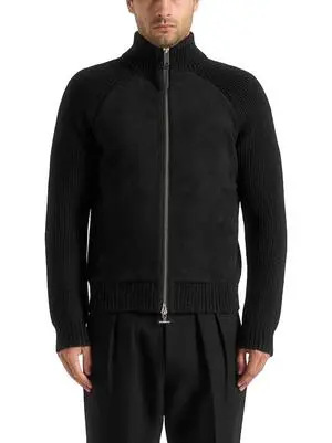 Manière De Voir Rami Suede & Knit Jacket Black