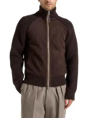 Manière De Voir Rami Suede & Knit Jacket Brown