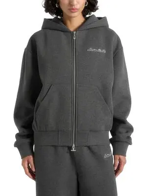 Manière De Voir Relaxed Fit Zip Hoodie - Charcoal Grey