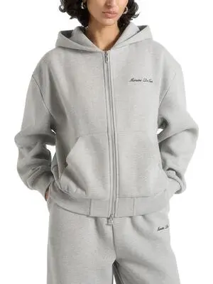 Manière De Voir Relaxed Fit Zip Hoodie - Marl Grey