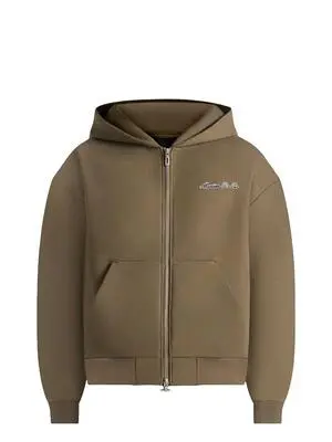 Manière De Voir Relaxed Fit Zip Hoodie - Olive
