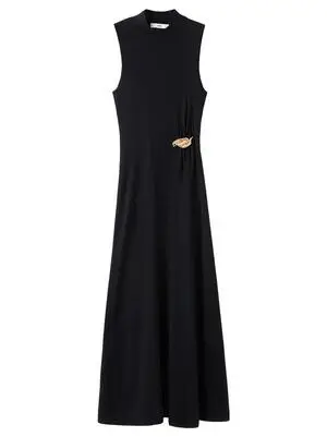 Mango Mock Neck Knit Maxi Dress - Black